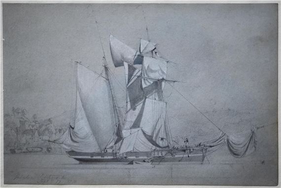 Calvert Richard Jones | Sketch of tall ship (1824) | MutualArt