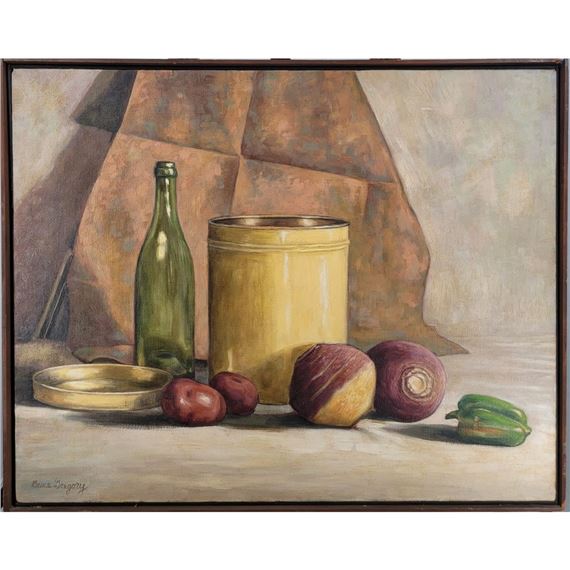 Bruce Gregory | Wine Bottle and Vegetables (Circa 1960s) | MutualArt