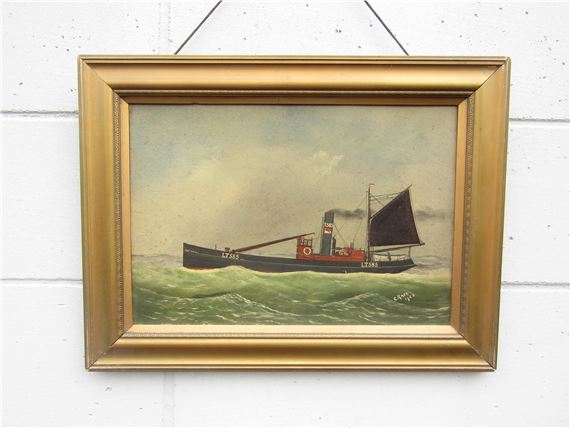 George Race | A steam trawler at sea, LT585 (1924) | MutualArt