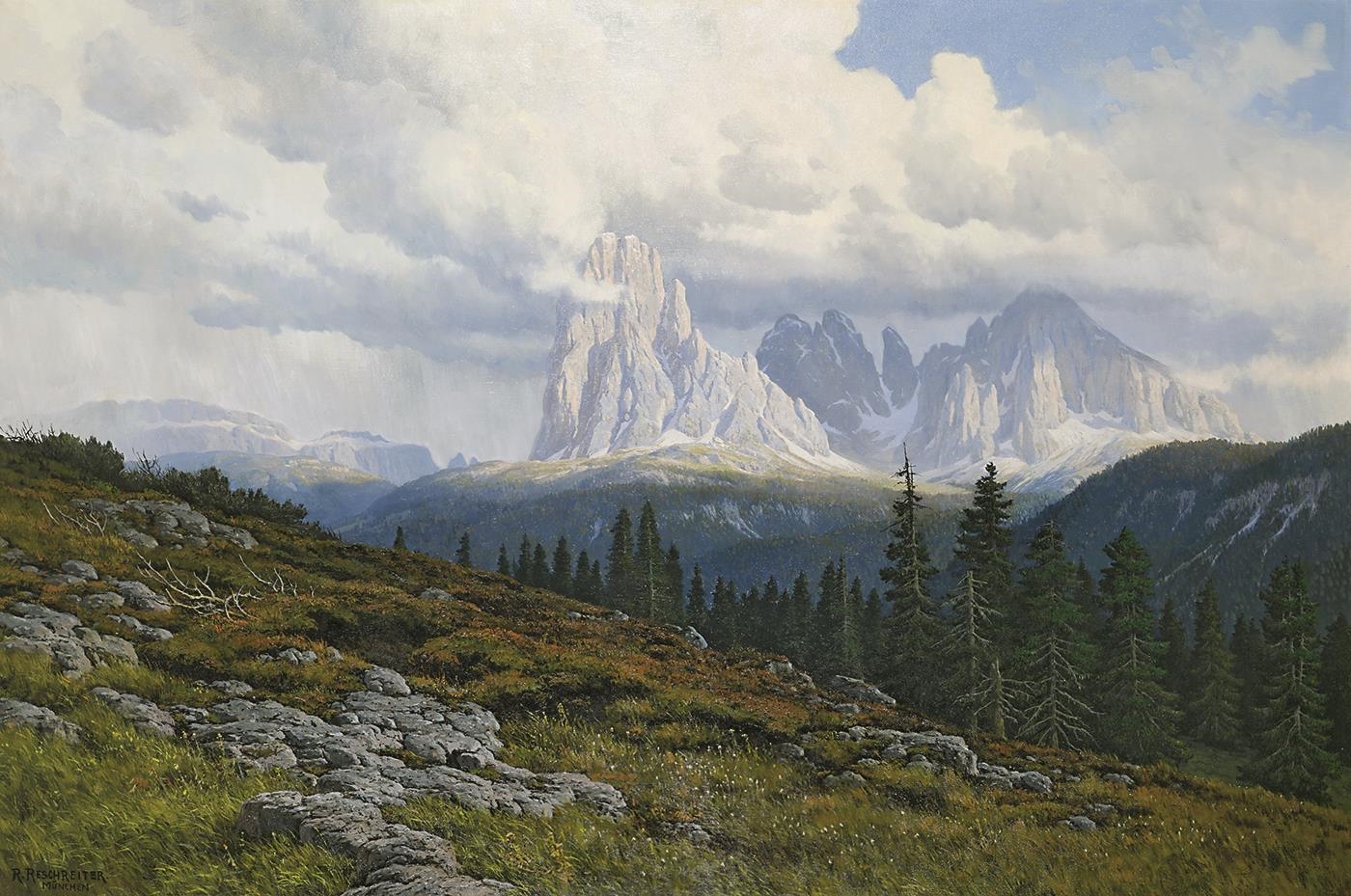 Rudolf Reschreiter | Die Langkofelgruppe von Norden aus | MutualArt
