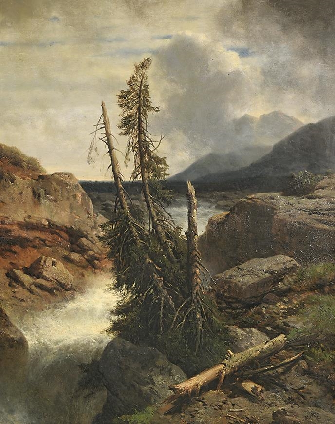 Albert August Zimmermann | Reißender Fluss | MutualArt