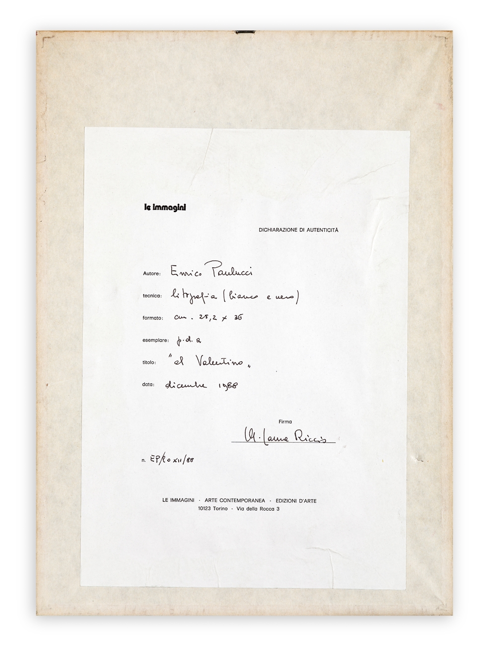 Enrico Paulucci | El Valentino | MutualArt