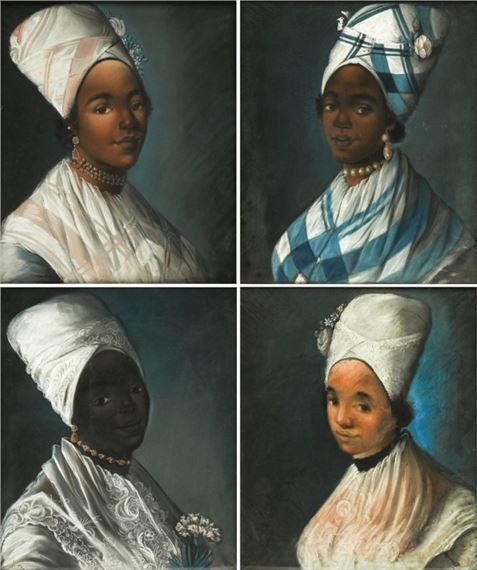 Joseph Savart | Extremely rare suite of four portraits of Guadeloupean ...