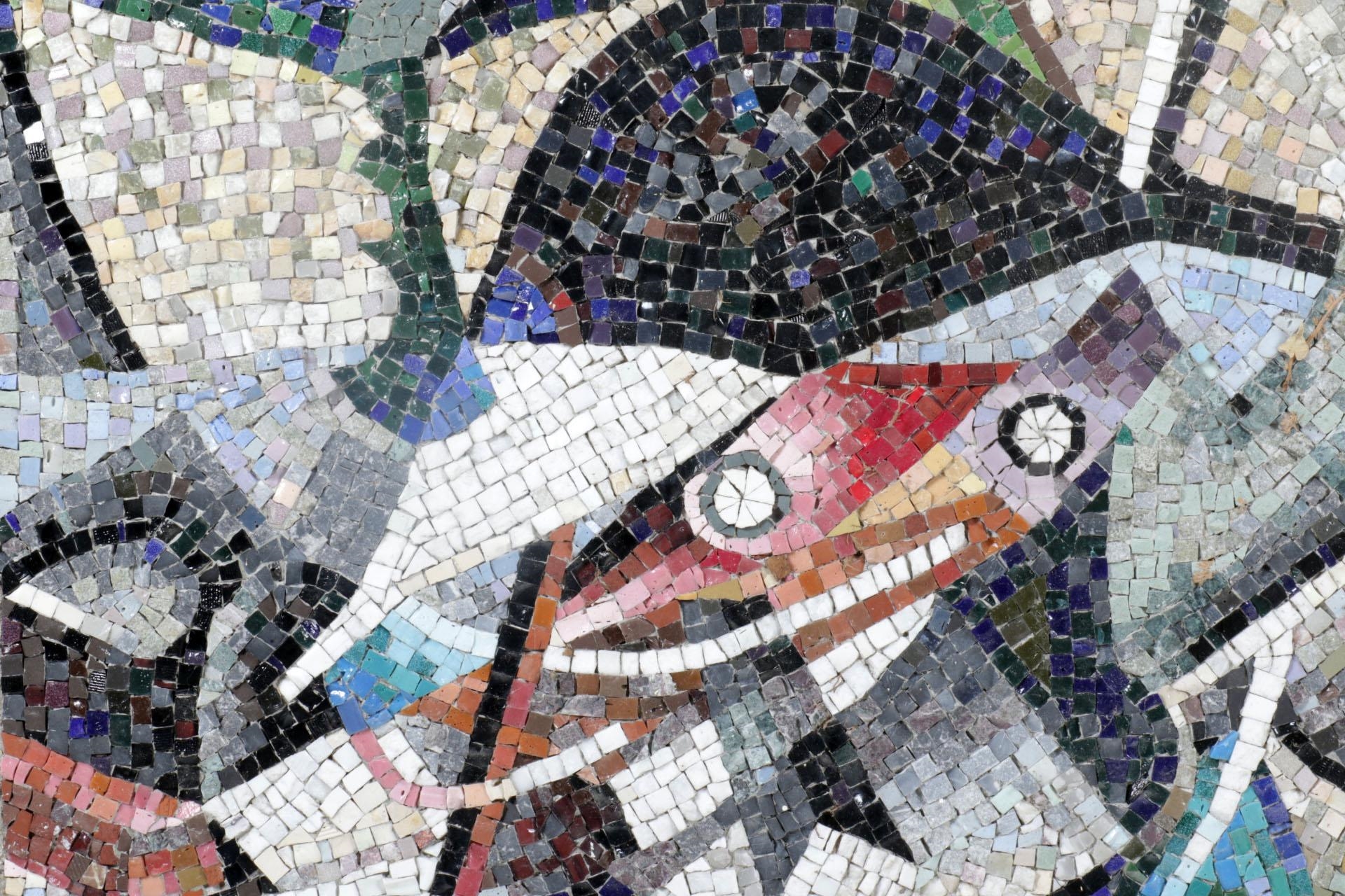 Jacob Bouhuys | polychrome mozaïek met een abstracte voorstelling ...