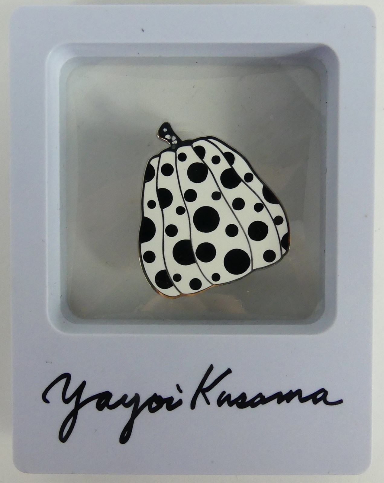 Yayoi Kusama | Yayoi Kusama enamel Pumpkin Pin in case | MutualArt