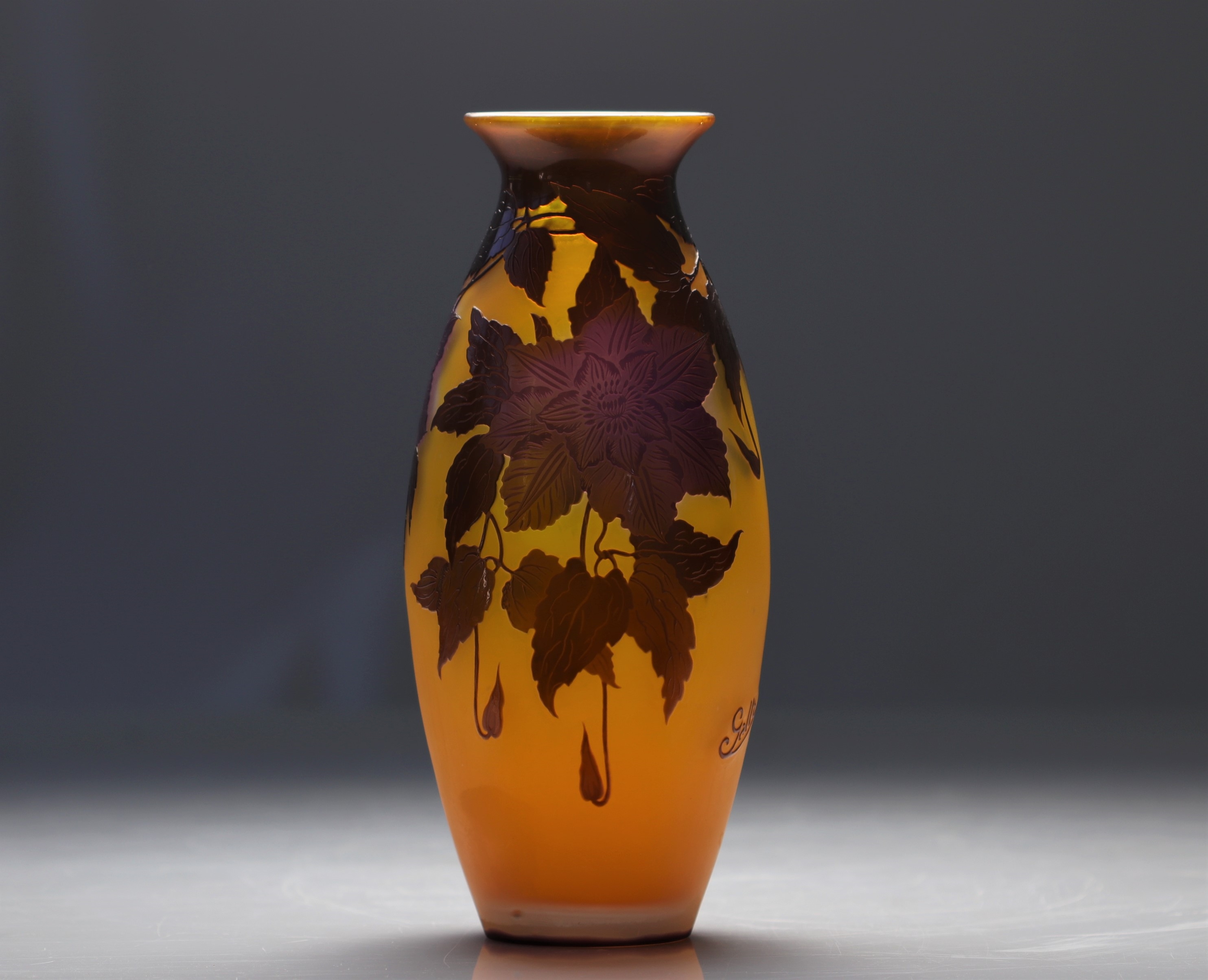 Emile Gallé | Multi-layer vase with Clematis design | MutualArt