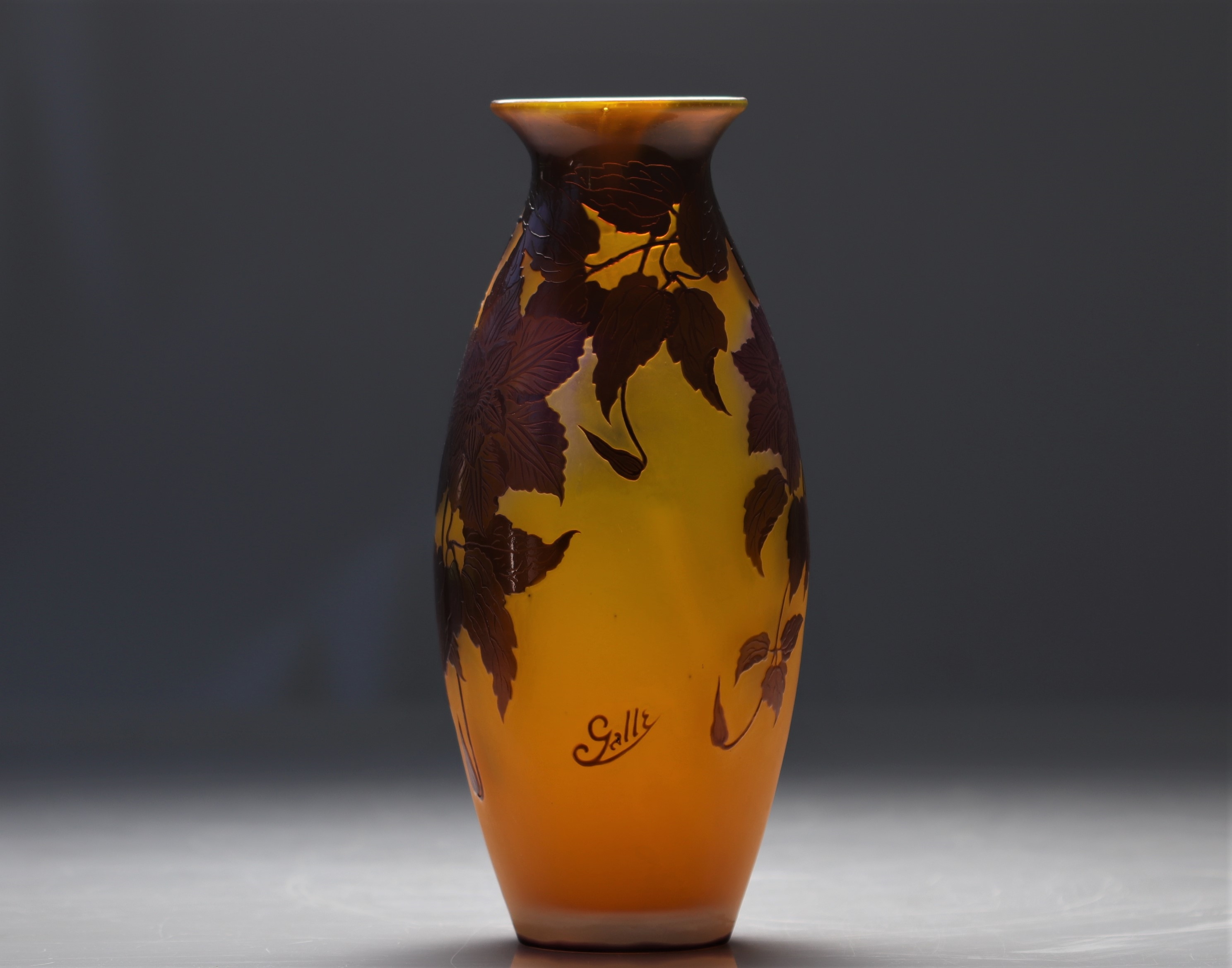 Emile Gallé | Multi-layer vase with Clematis design | MutualArt