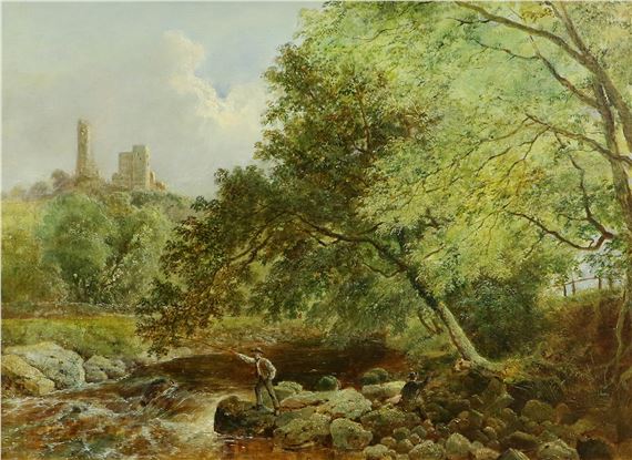 Joseph Francis Gilbert | Fishermen on the River Swale, Richmond | MutualArt