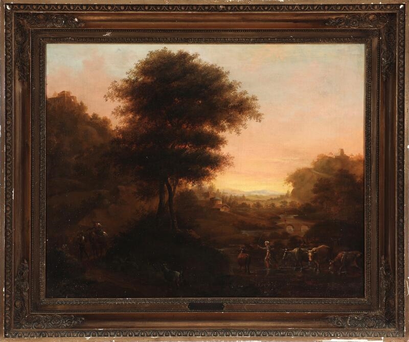 Heinrich August Grosch | Shepherds driving their flock along in a ...