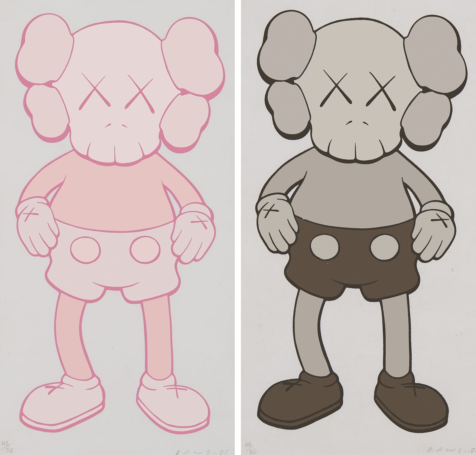 KAWS | Two works: (i) COMPANION – PINK; (ii) COMPANION – BROWN | MutualArt