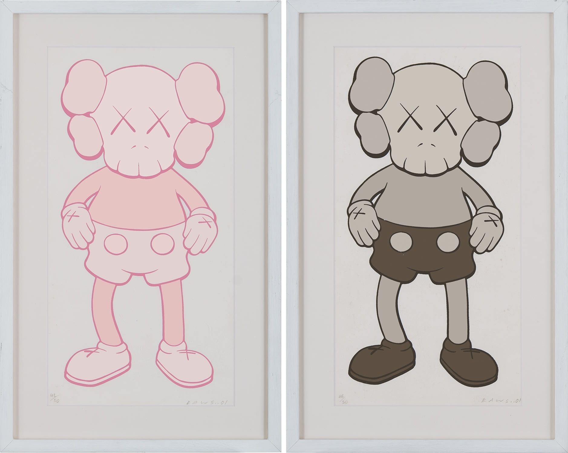 KAWS | Two works: (i) COMPANION – PINK; (ii) COMPANION – BROWN | MutualArt