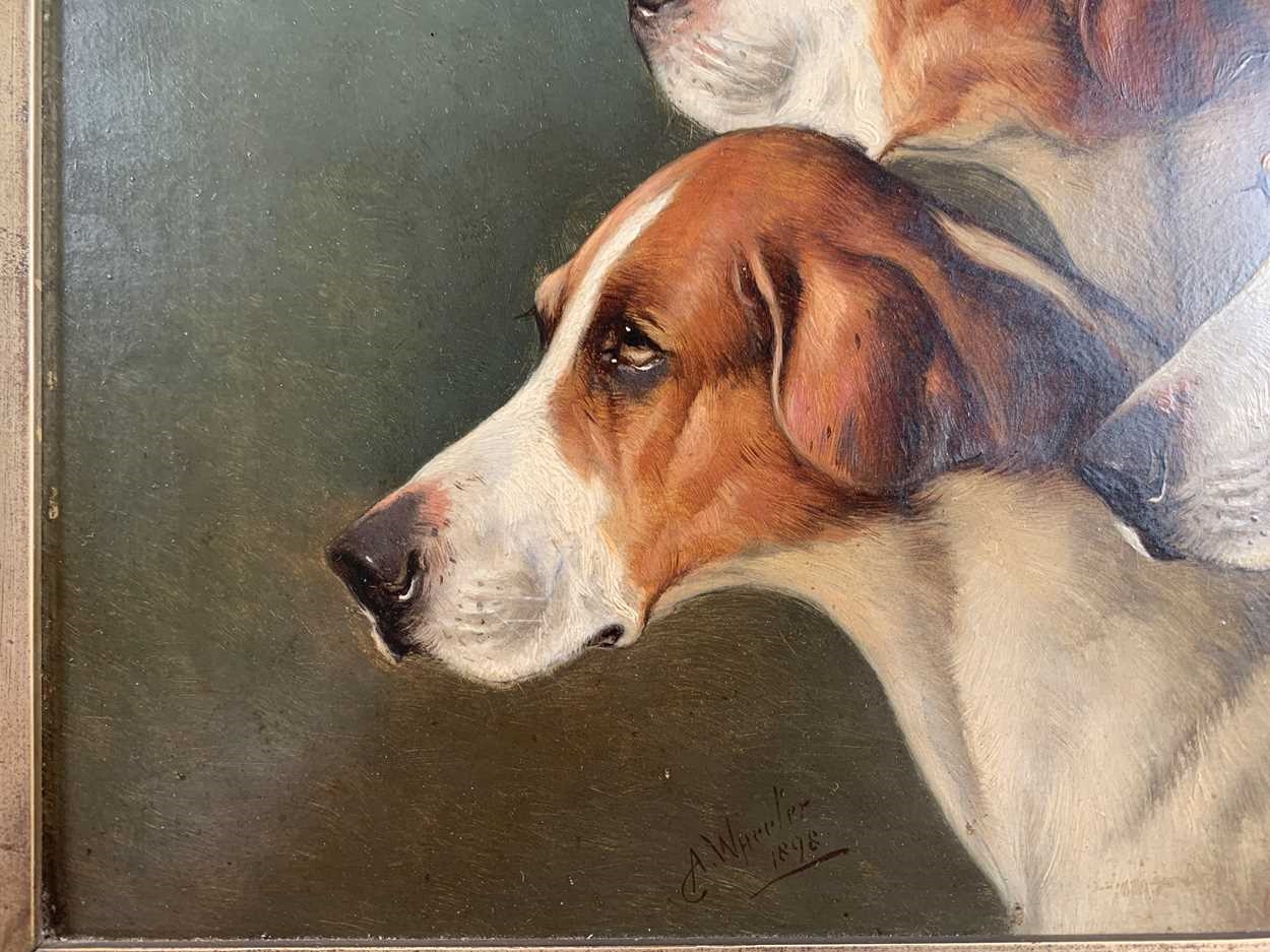 Alfred Wheeler | Three foxhounds (1898) | MutualArt