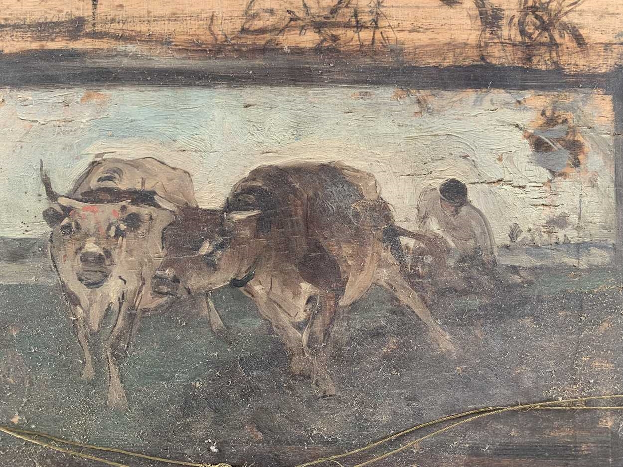 Stefano Bruzzi | Mule riders (recto) with a sketch of a ploughing scene ...