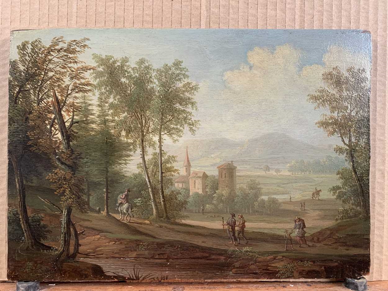 Franz de Paula Ferg | An extensive landscape with figures on horseback ...