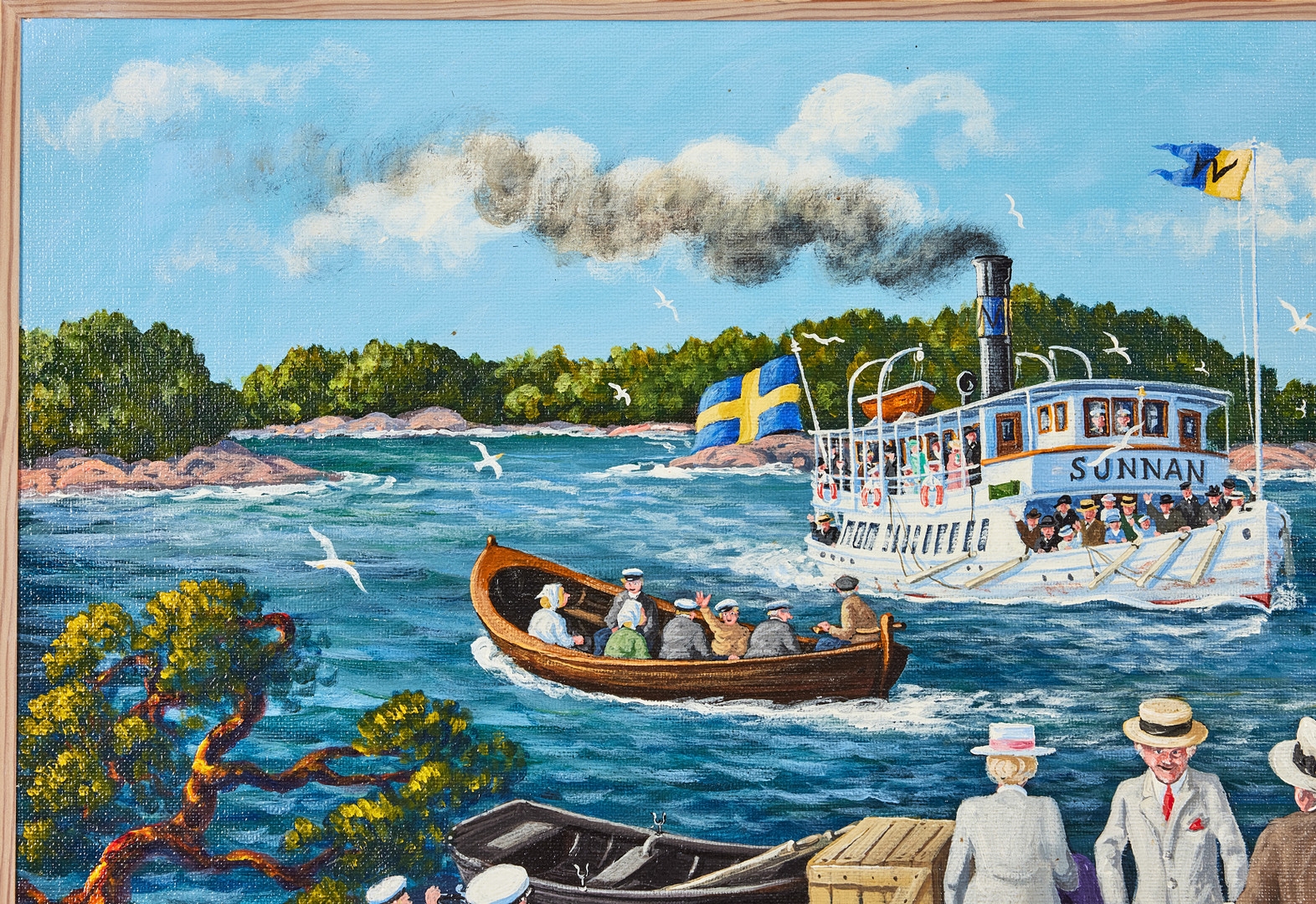 Bert-Håge Häverö | Skärgårdsmotiv med Sunnan och figurer (1977) | MutualArt