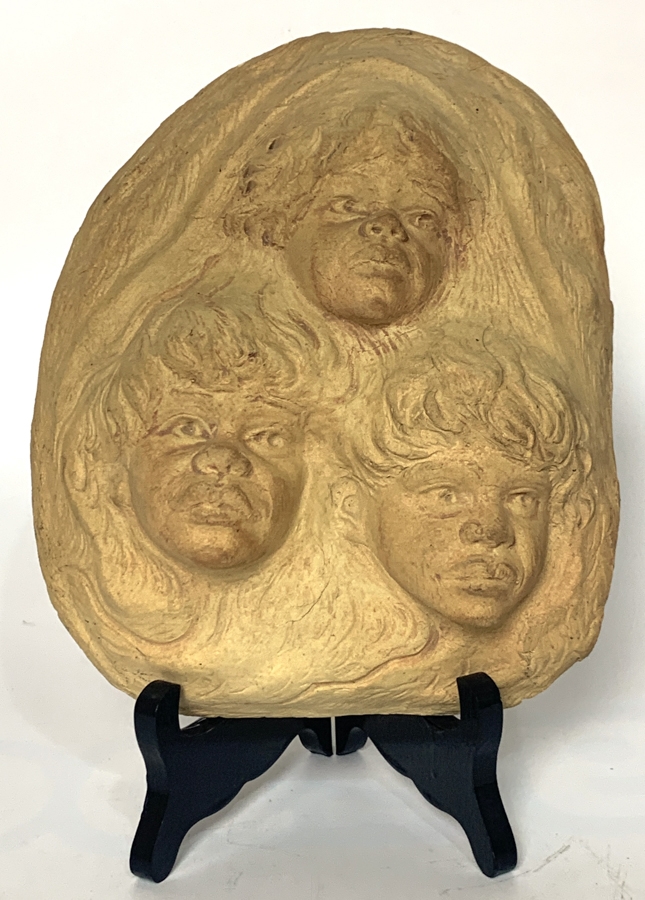 William Ricketts | Plaque of three aboriginal | MutualArt