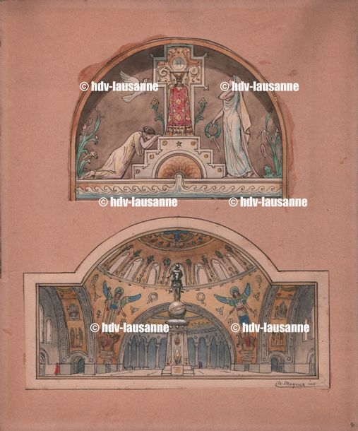 Pierre-Henri Mayeux | Réunion de 3 aquarelles (1869) | MutualArt