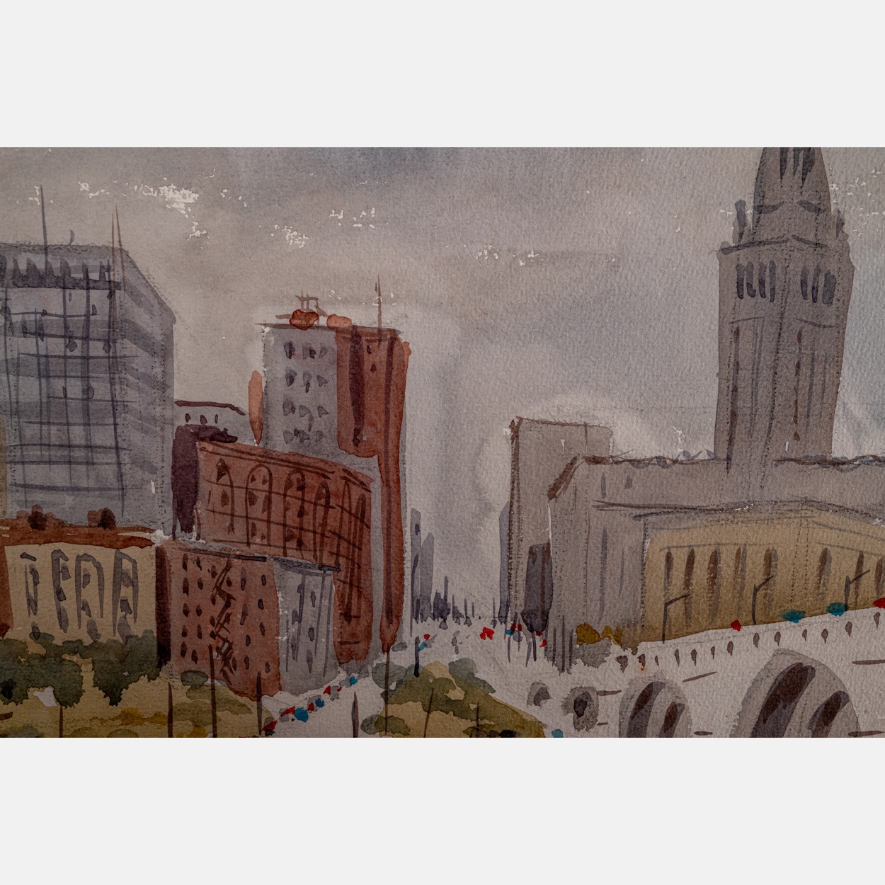 Martin Linsey | Cleveland Skyline with Terminal Tower (1971) | MutualArt