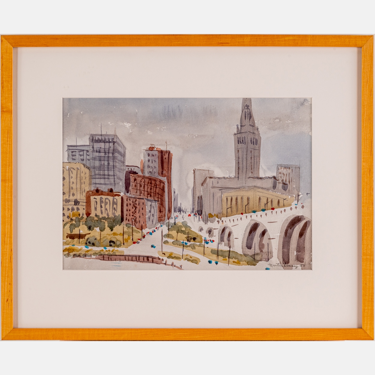 Martin Linsey | Cleveland Skyline with Terminal Tower (1971) | MutualArt