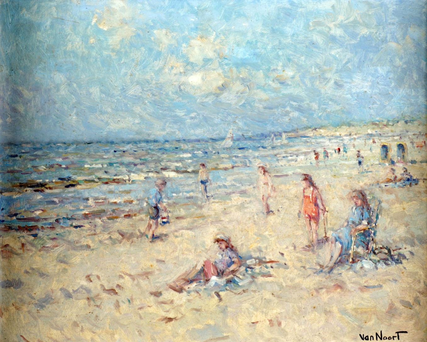 Alexander Noort | Strandgezicht met personen | MutualArt