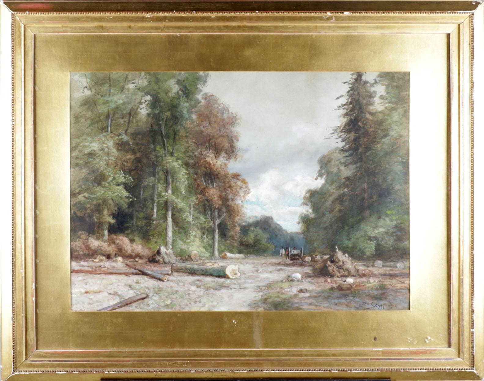 Pieter Adrianus Schipperus | Houthakkers met paardenkar in bos | MutualArt