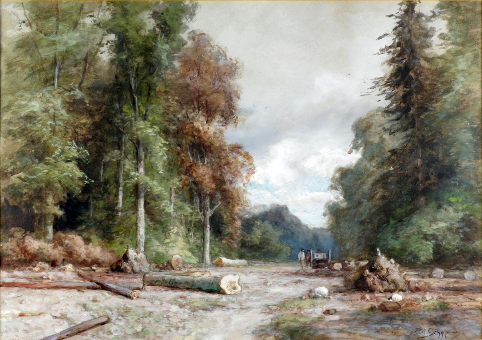 Pieter Adrianus Schipperus | Houthakkers met paardenkar in bos | MutualArt