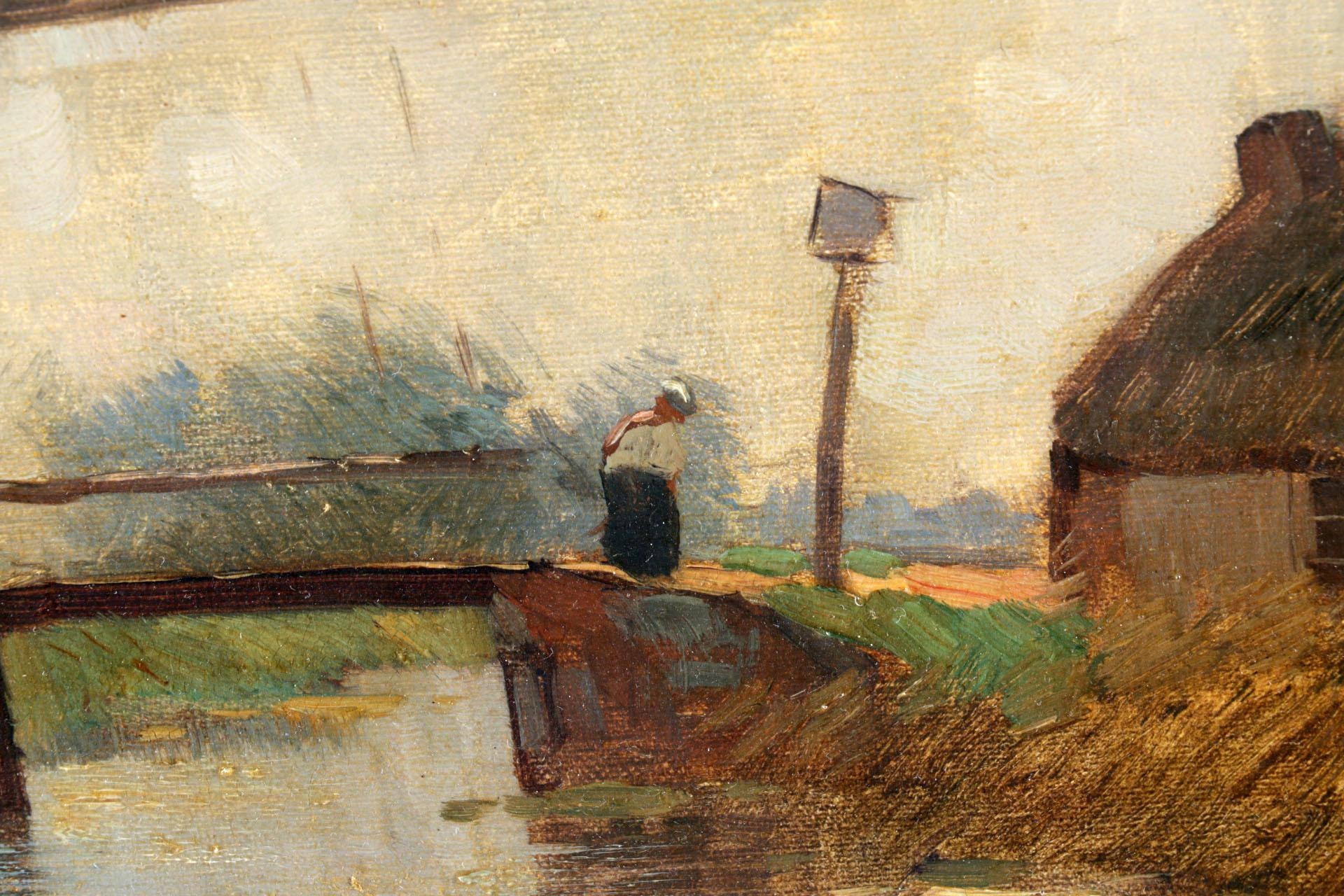 Jan Knikker | Boerderij met personen bij ophaalbruggetje | MutualArt