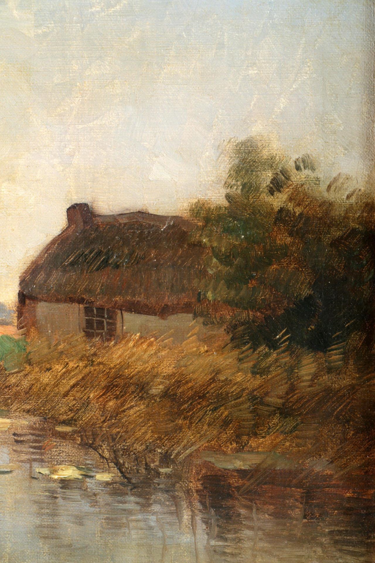 Jan Knikker | Boerderij met personen bij ophaalbruggetje | MutualArt