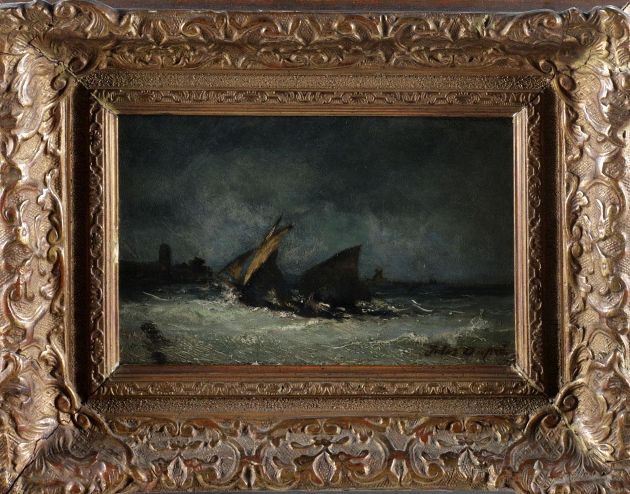Jules Dupré | Zeegezicht met schepen in een storm | MutualArt