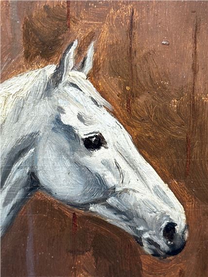 Godfrey Douglas Giles | WHITE HORSE IN ASTABLE OIL PAINTING | MutualArt