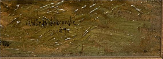 Walter Biddlecombe | Breiende vrouw in een stal met kippen (1891 ...