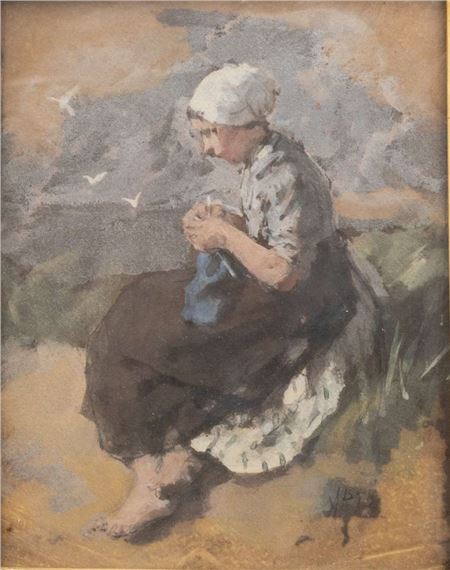 David Adolph Constant Artz | Nettenboetster in de duinen | MutualArt