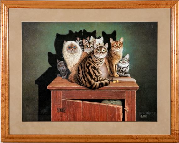 Braldt Bralds | Cabinet Meeting With Cats (1996) | MutualArt