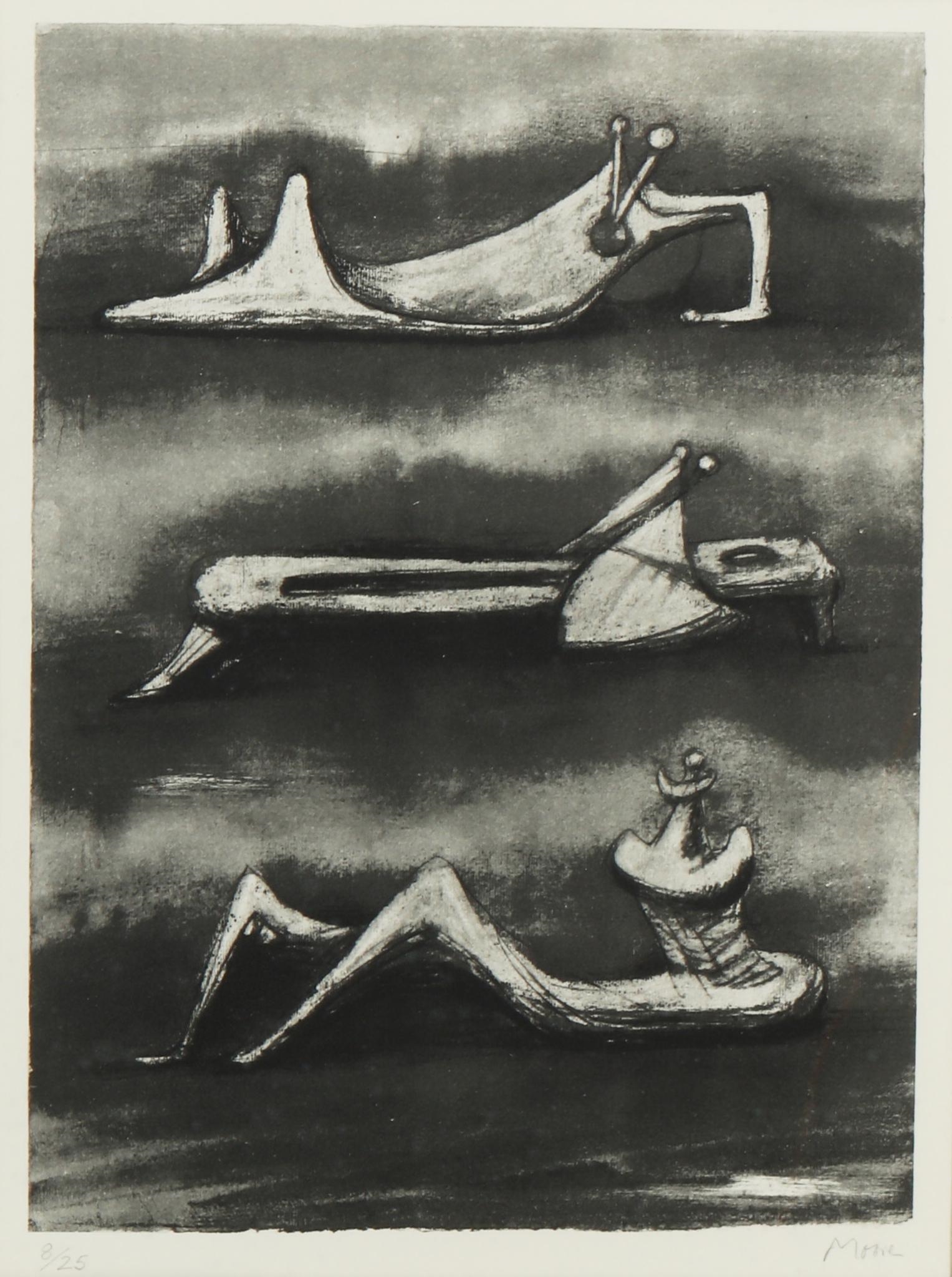 Henry Moore | Figures with Smoke Background (C. 429) (1976) | MutualArt