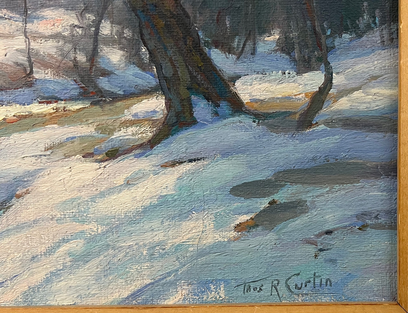 Thomas R. Curtin | Winter scene with stream and barn in distance ...