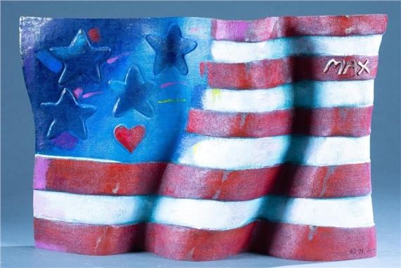 Peter Max | Flag with Heart (1991) | MutualArt