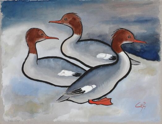 Aage Rudolf Hans Gitz-Johansen | Skalleslugere, Goosander | MutualArt