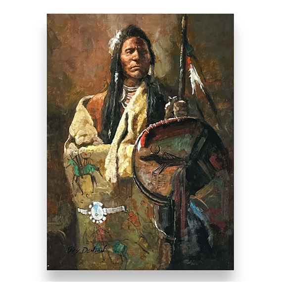 Troy Denton | Troy Denton (USA b1949) Indian Warrior Oil/Canvas | MutualArt