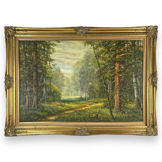 Ivan Shishkin | Russian spring landscape with a serpentine stream ...