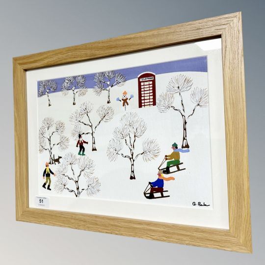 Gordon Barker | Figures sledging and walking in a snowy landscape ...