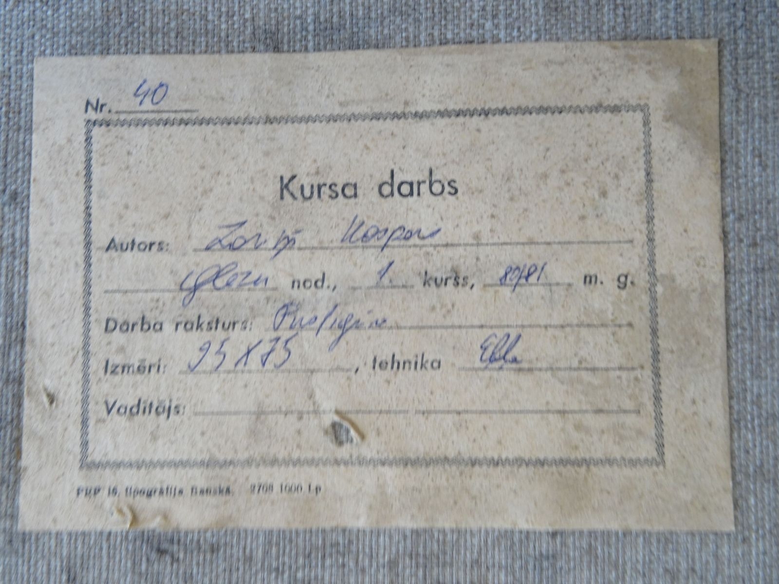 Kaspars Zarins | Portrait (1981) | MutualArt