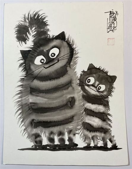Laszlo Tibay | Deux chats (2020) | MutualArt