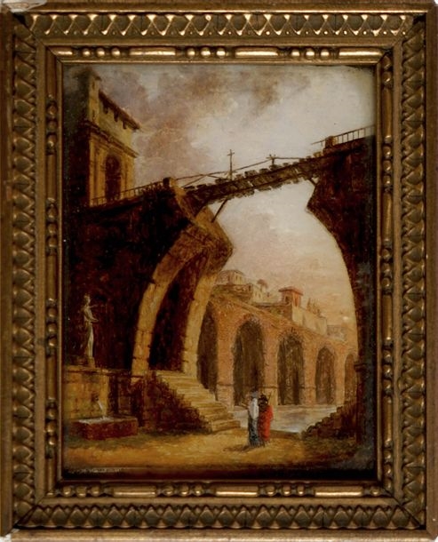 Hubert Robert | Animated landscape of ruins | MutualArt