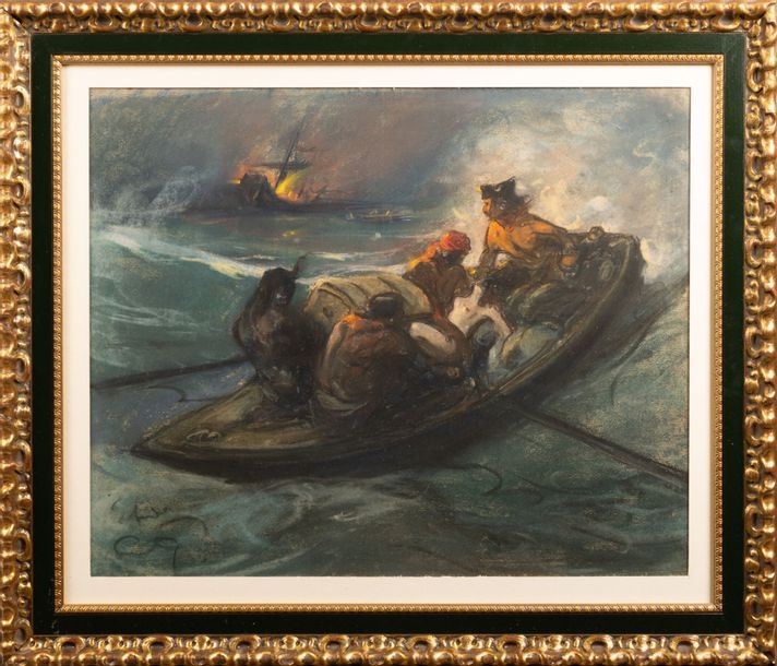 Louis Fortuney | Pirates en mer par gros temps | MutualArt