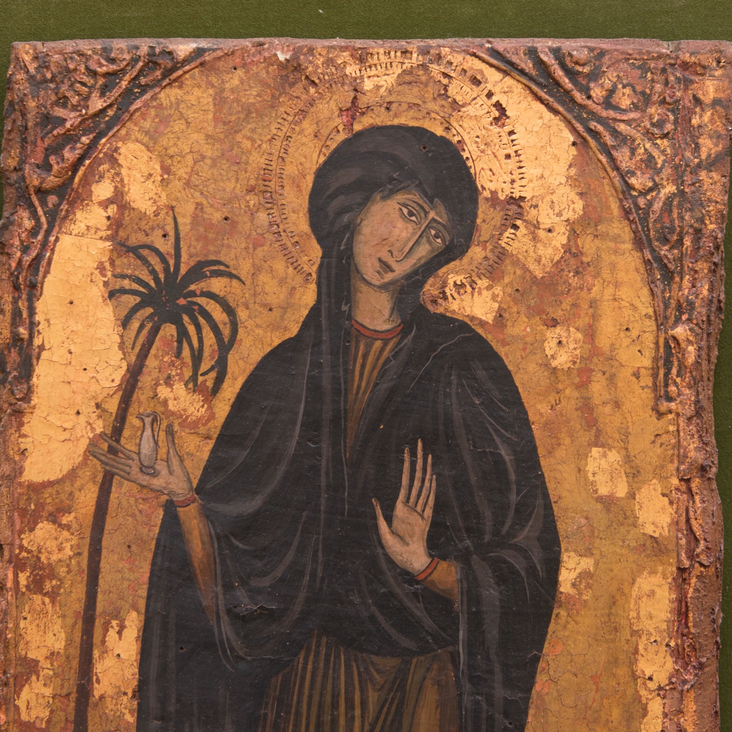 Theophanes the Greek | Portrait of female Saint in front of a palm ...