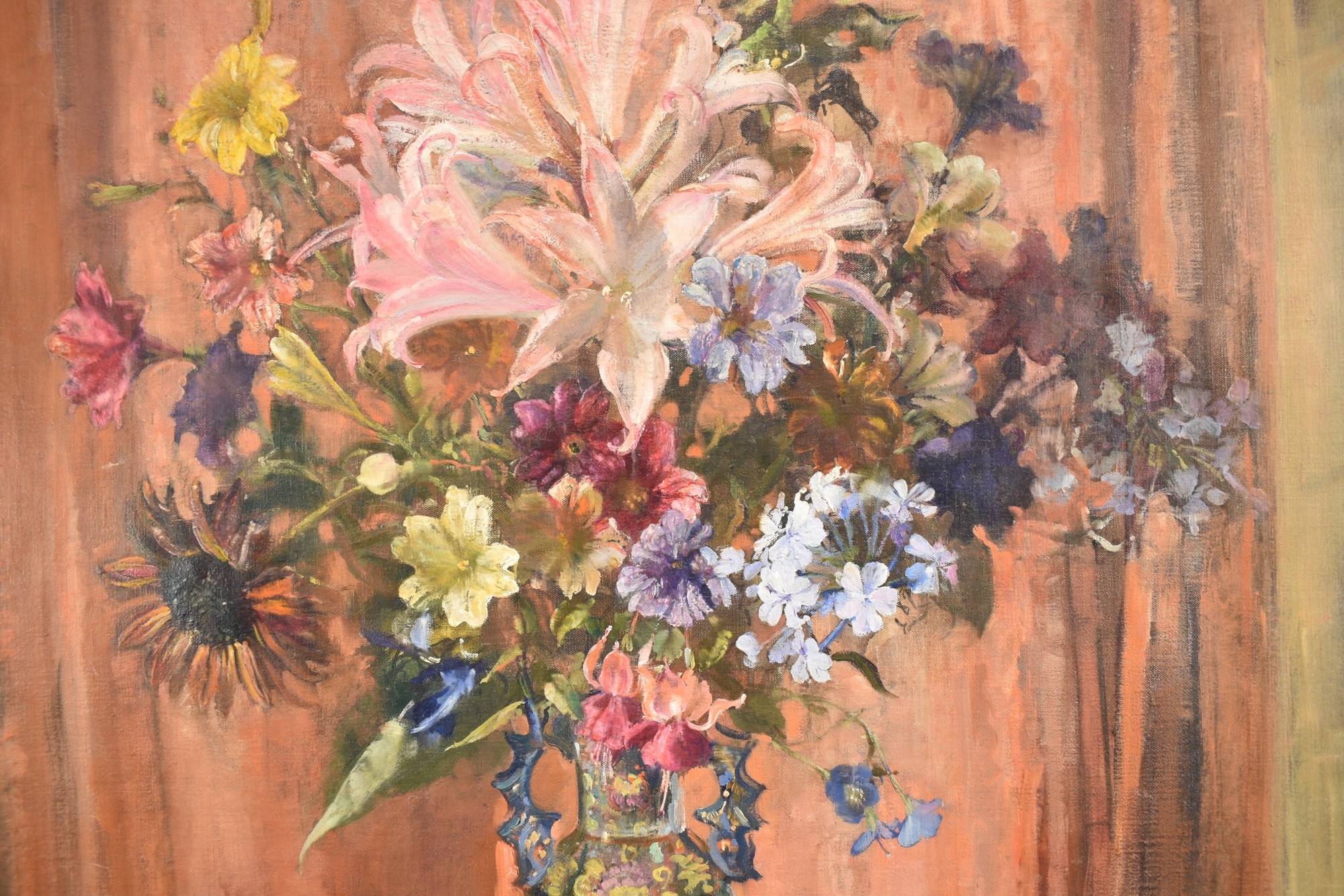 Amy Watt | Still life of flowers in a Chinese vase, | MutualArt