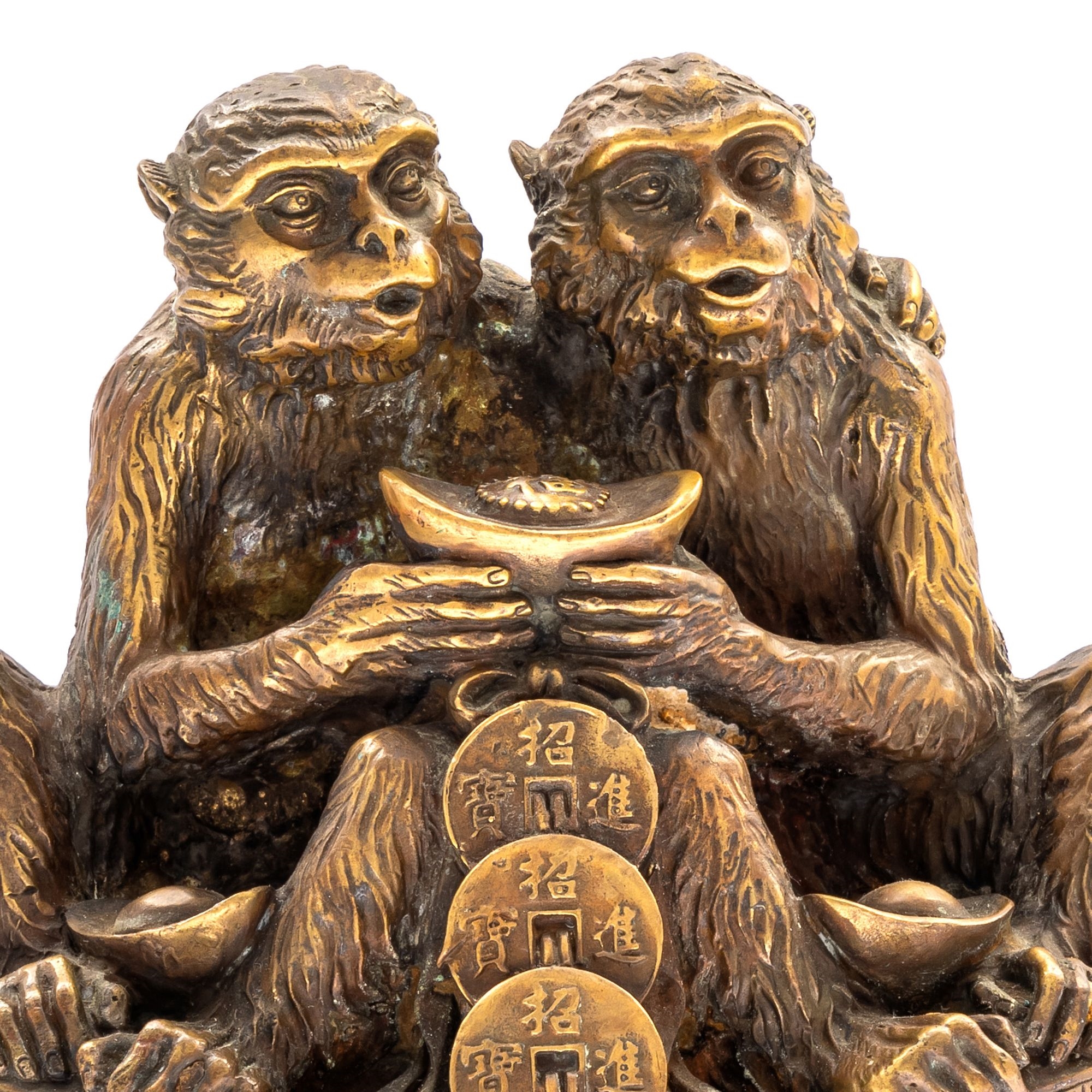 Asian School | Asian Gilt Metal Figure of Monkeys | MutualArt