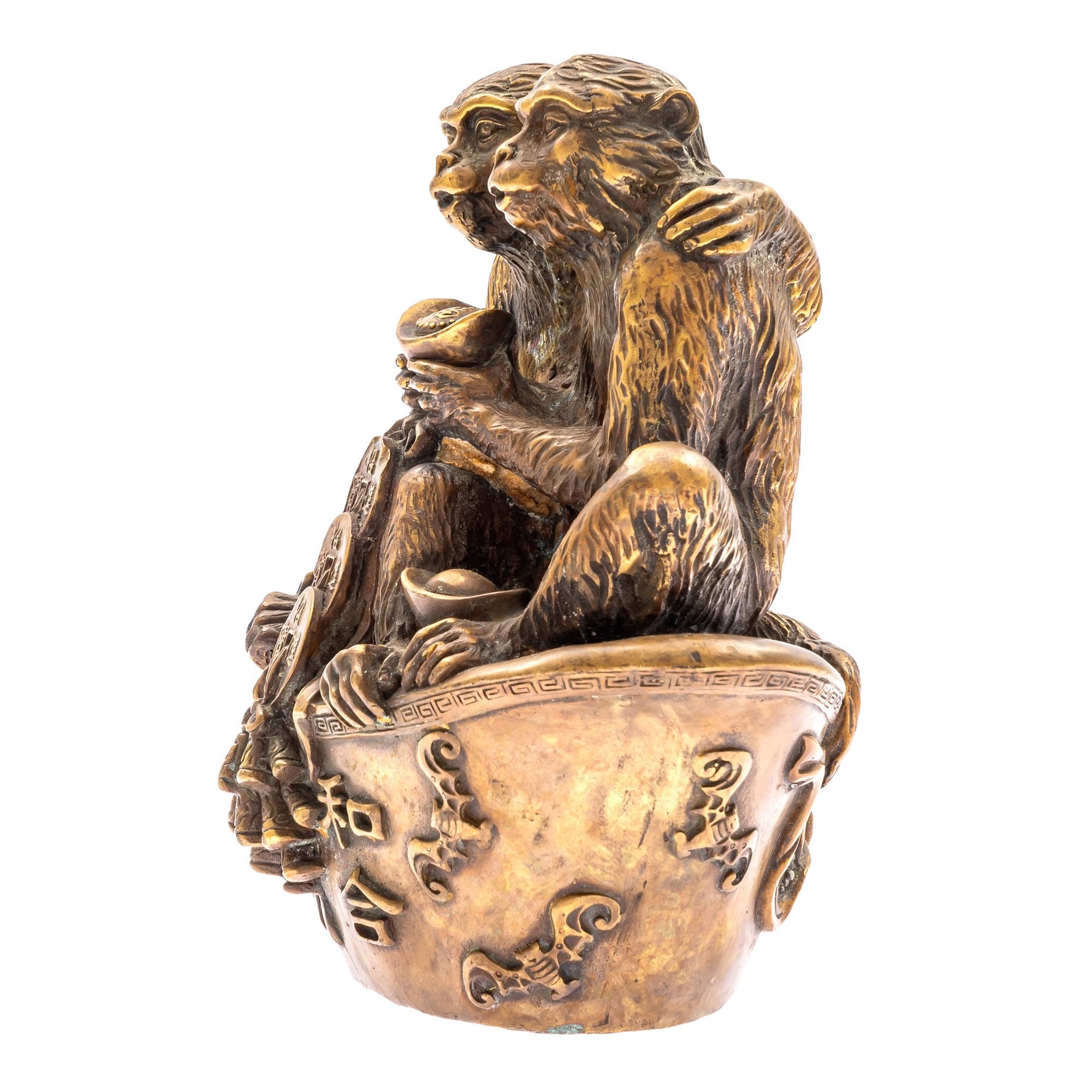 Asian School | Asian Gilt Metal Figure of Monkeys | MutualArt