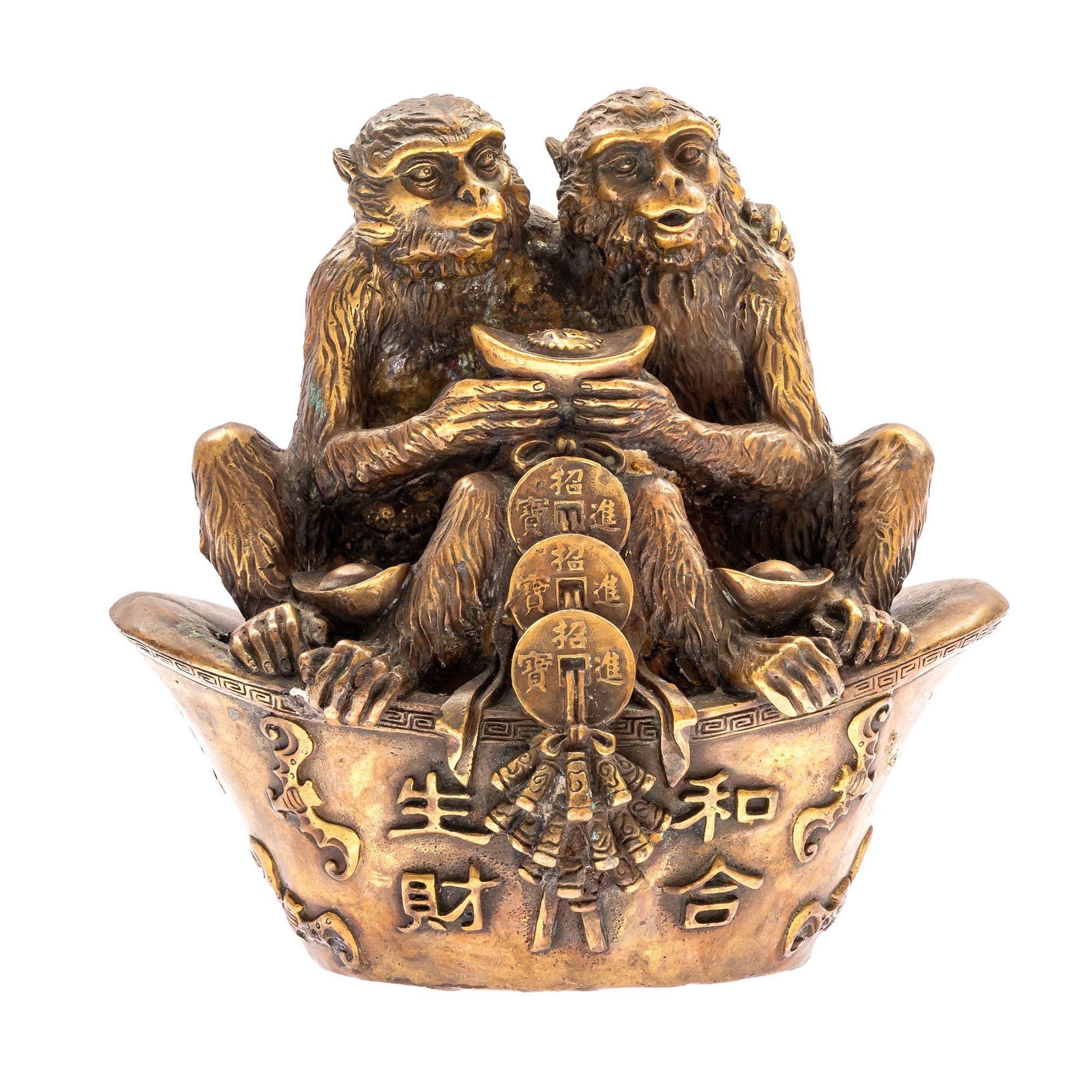 Asian School | Asian Gilt Metal Figure of Monkeys | MutualArt