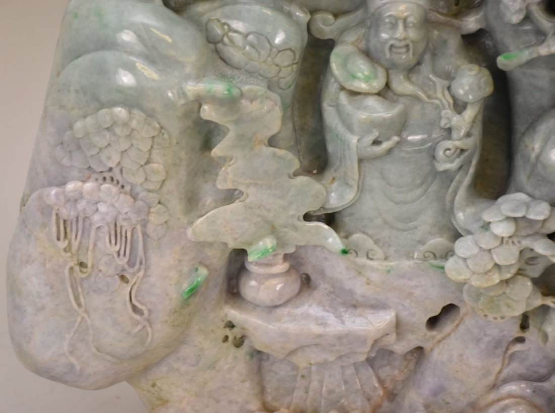 Chinese School | Chinese Jade Carving Of A Mountain Scene With | MutualArt